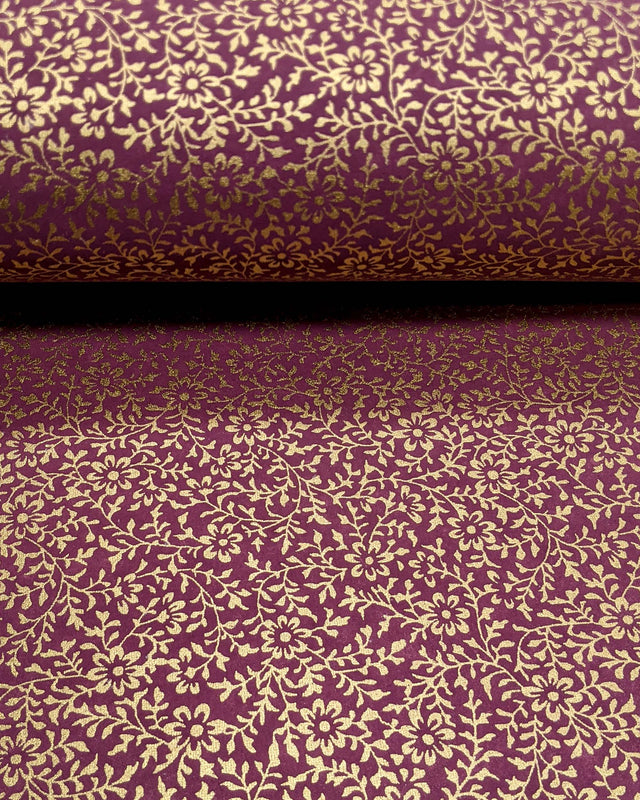 Chiyogami Paper 0214 Gold Floral on Purple